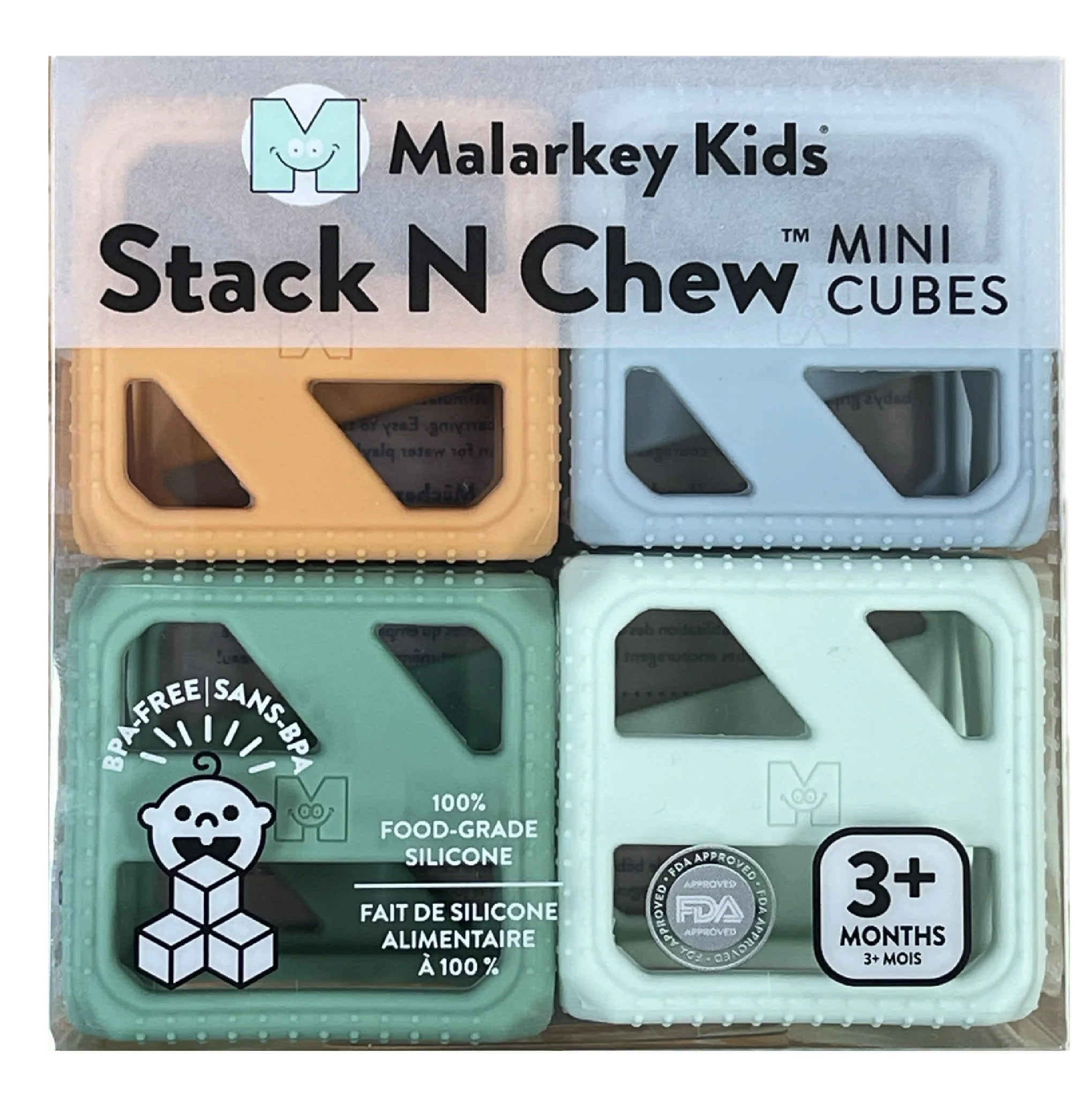 Malarkey Kids Stack N Chew 4 PK Mini Cubes - Earth – Whole Bubs