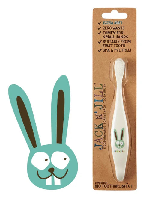 Jack N' Jill Bio Toothbrush - White/Bunny Print – Whole Bubs