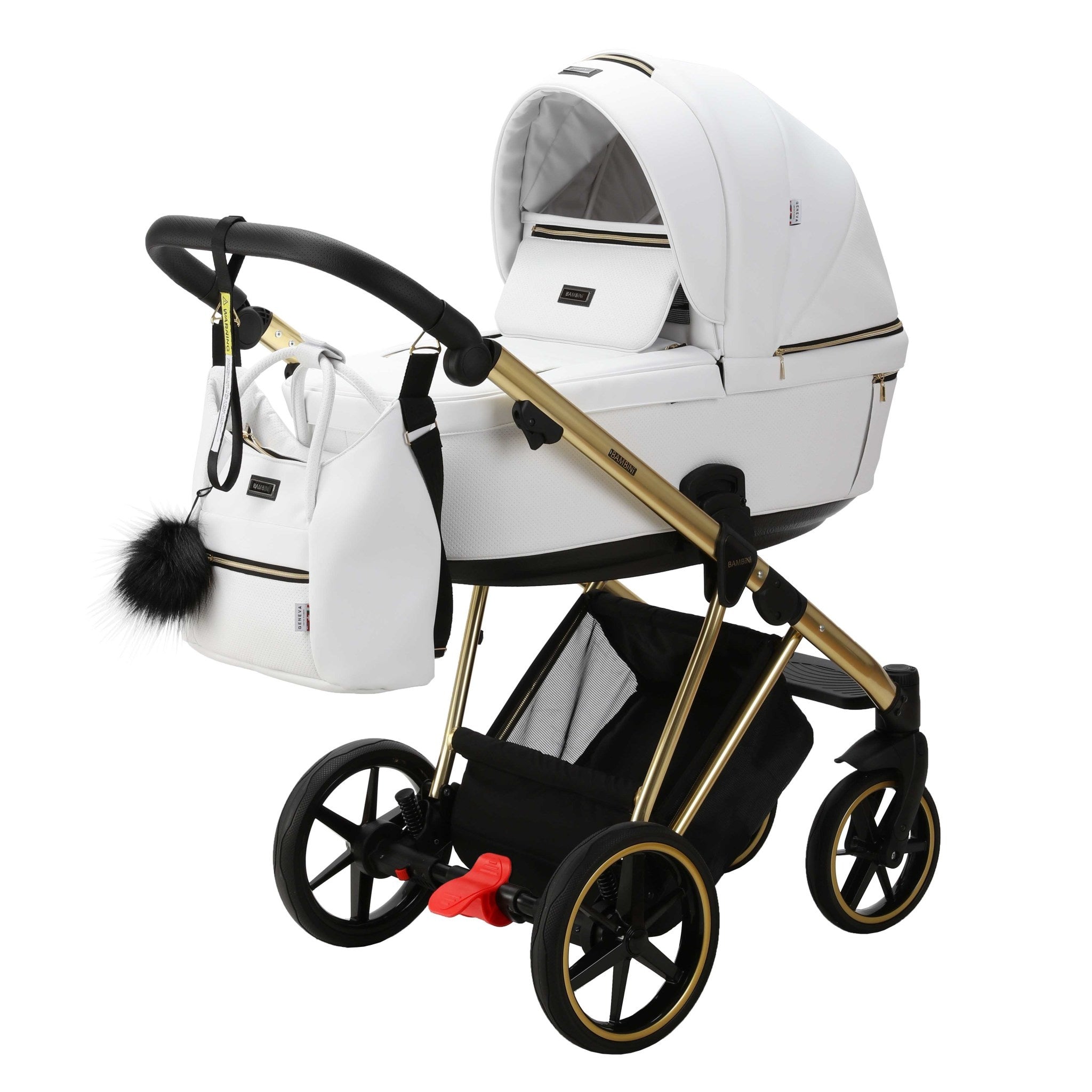 Bambini GENEVA Modern Pram - White/Gold – Whole Bubs