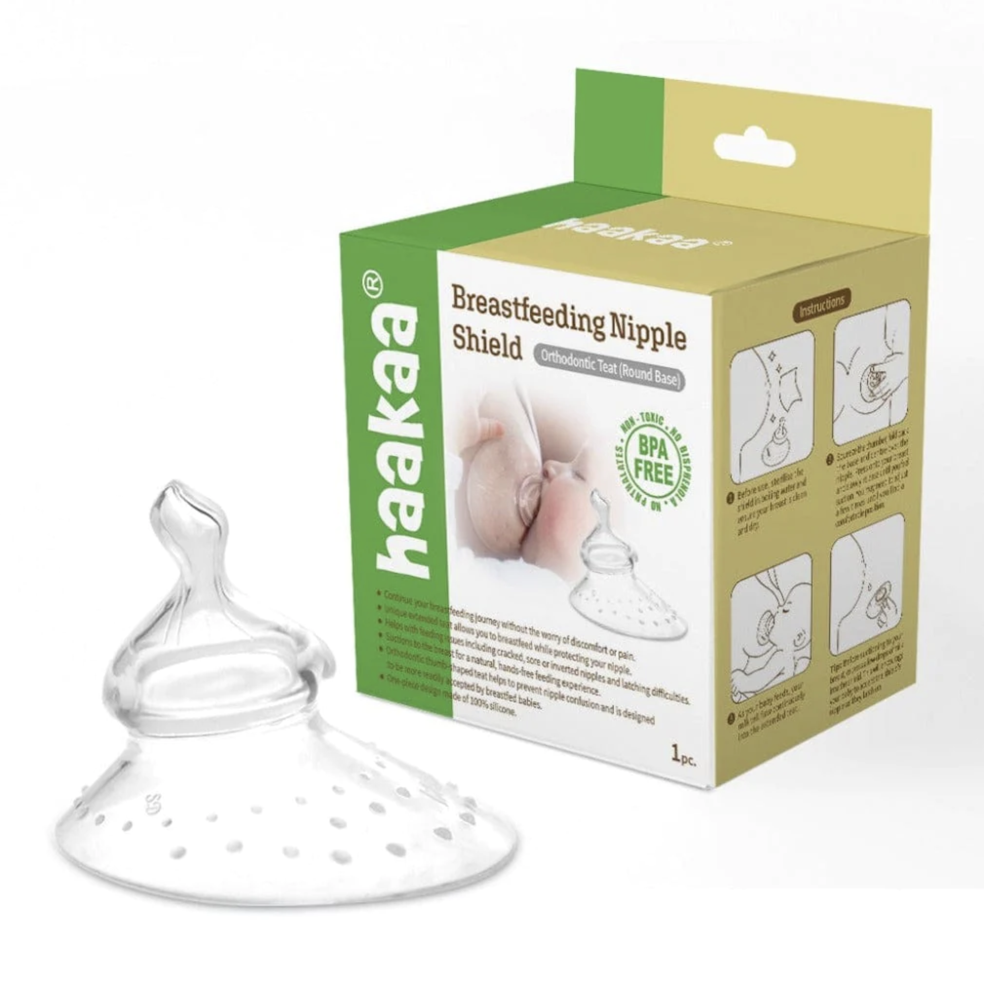 Haakaa Thumb Breast Feeding Nipple Shield Round Base(Orthodontic teat ...