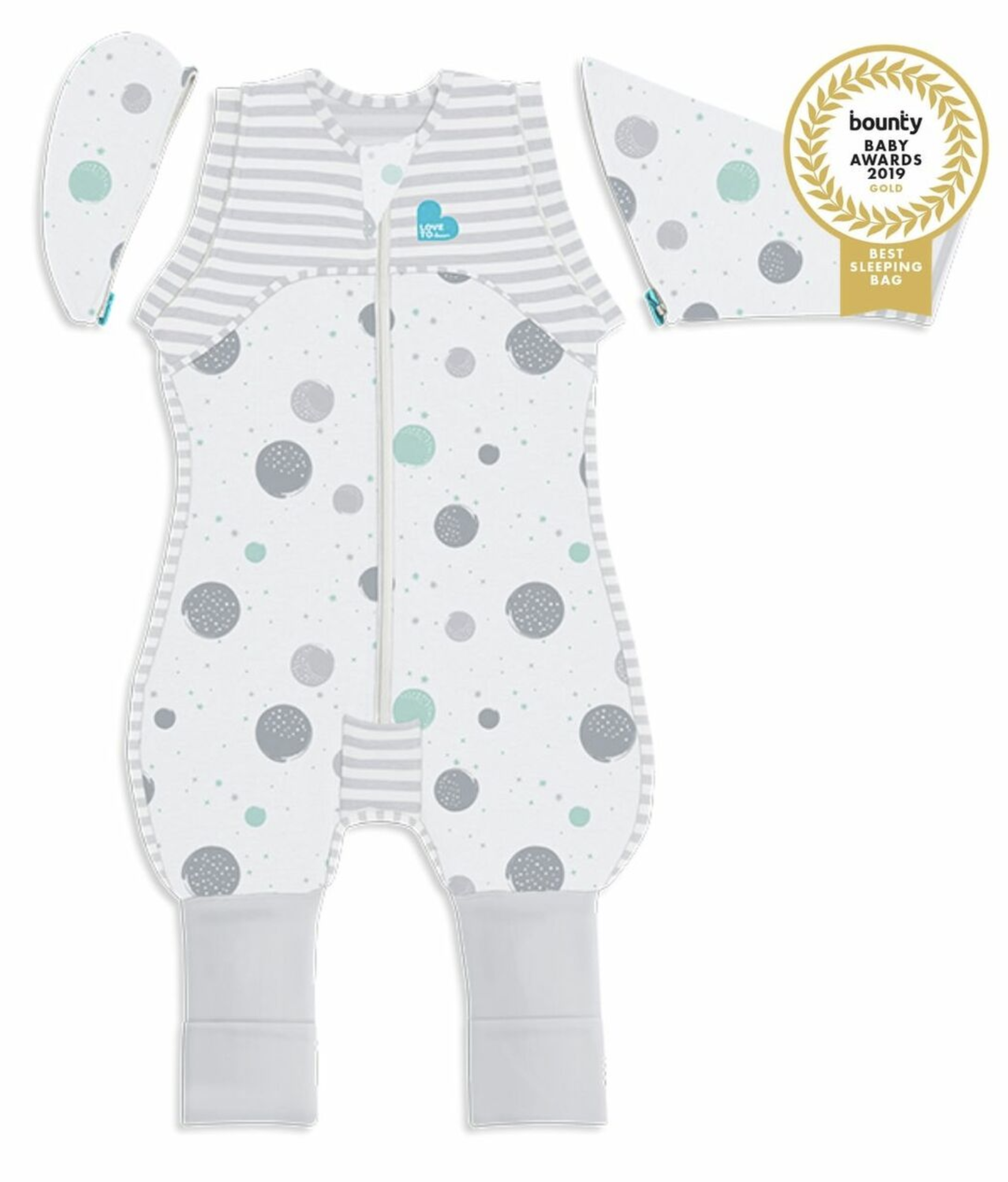 SWADDLE UP™ Transition Suit 0.2 T-White-Multi Spots – Whole Bubs