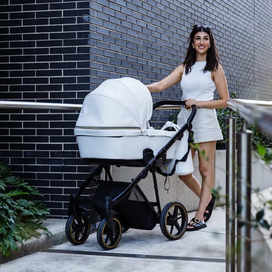 Bambini GENEVA Modern Pram - White/Black – Whole Bubs